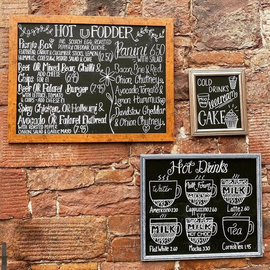Menu at The Farriers cafe, Torpoint