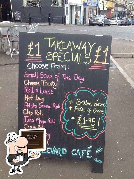 Menu at Boulevard Cafe, Kilwinning