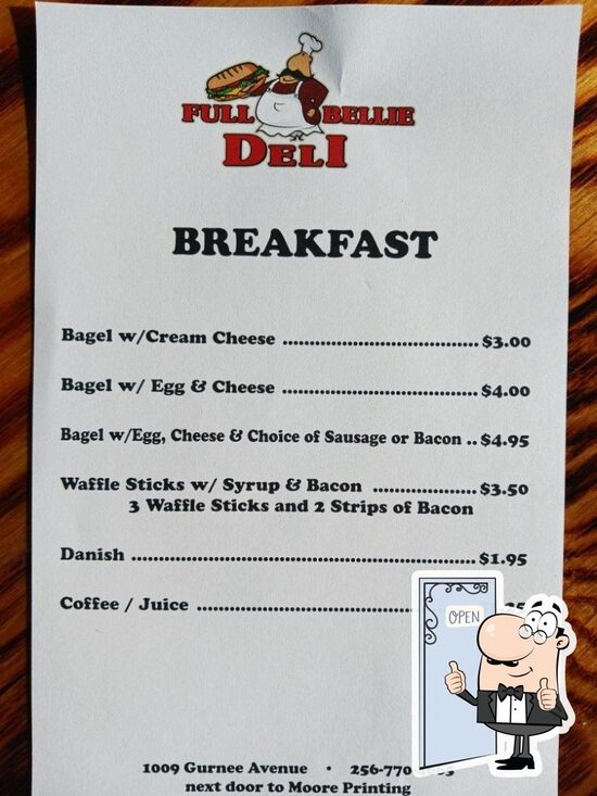 Menu at Full Bellie Deli restaurant, Anniston