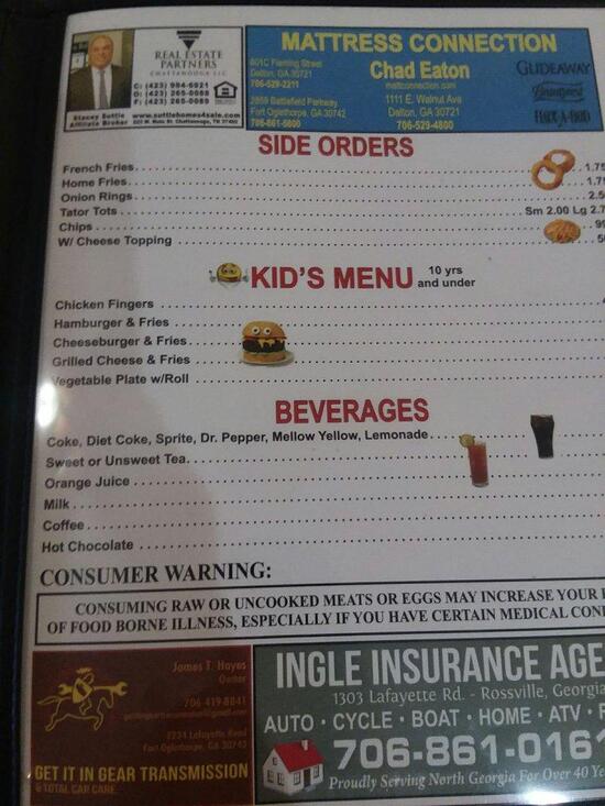 Menu at Wanda's Restaurant, Rock Spring
