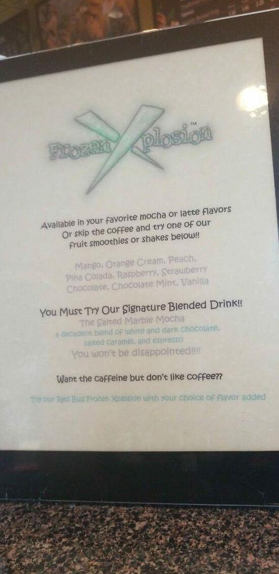 Menu at Espresso Americano, Everett