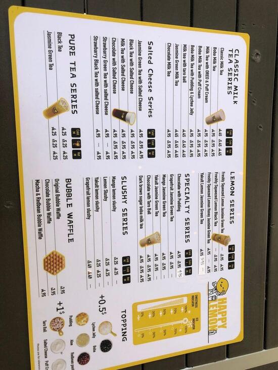 Menu at Happy Lemon, Portland, Southwest Bridgeport Road