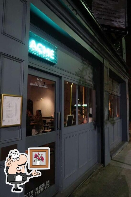 Menu at Acme restaurant, Rushcutters Bay