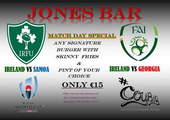 Menu at Jones Bar, Clane