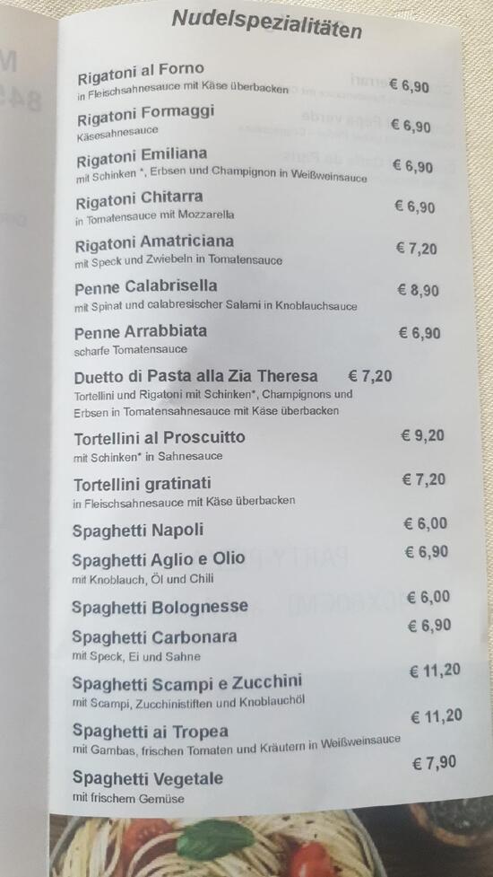 Menu at Pizzeria Tropea, Tüßling