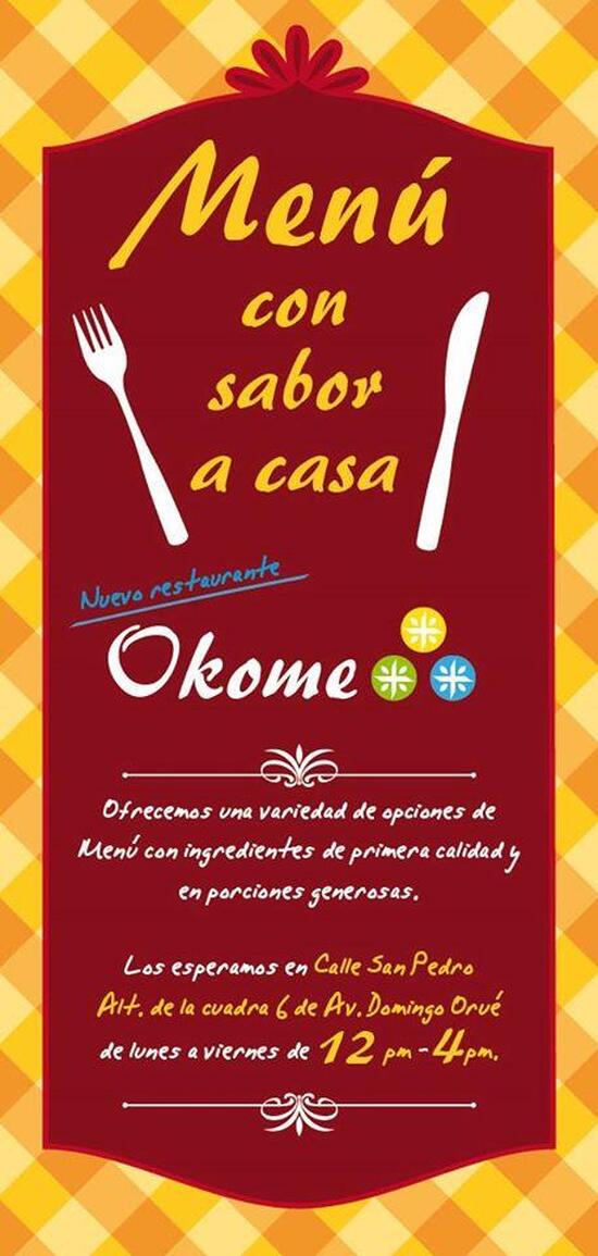 Menu at Okome restaurant, Lima