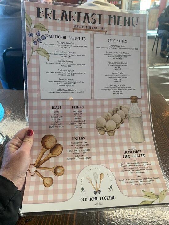 Menu at Old Home Cooking restaurant, Buhl