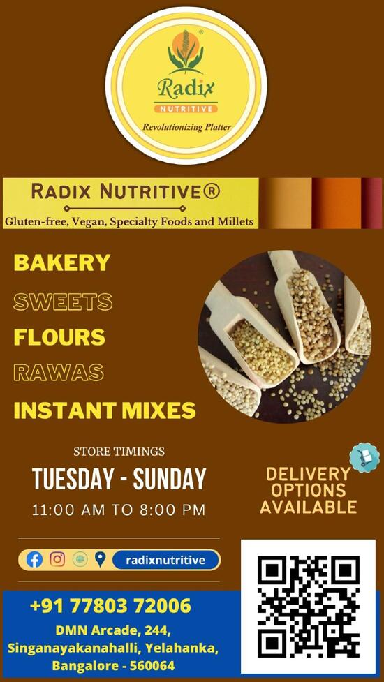 Menu at Radix Nutritive I Gluten-free, Vegan, Specialty Foods and ...