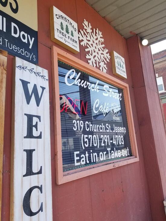 Menu at Church Street Cafe, Olyphant