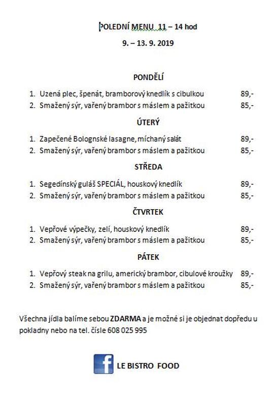 Menu at Le Bistro Food & Coffe, Ostrava