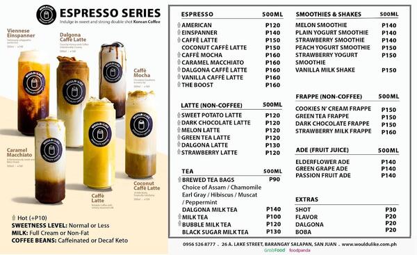 Menu at WouldULike Specialty Coffee, San Juan