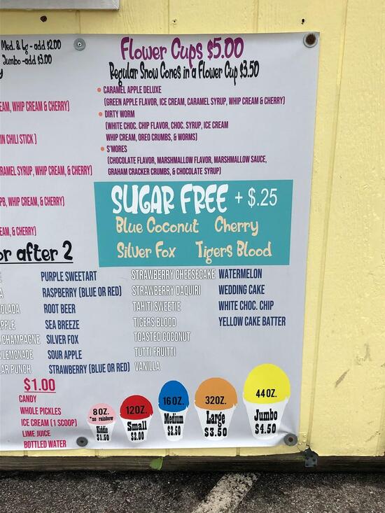Menu at Snow Daze Sno Cones desserts, Oklahoma City