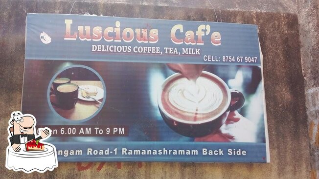 Menu at Luscious cafe, Tiruvannamalai