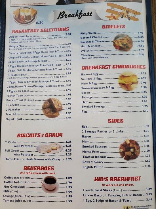 Menu at Airport Restaurant, Elwood