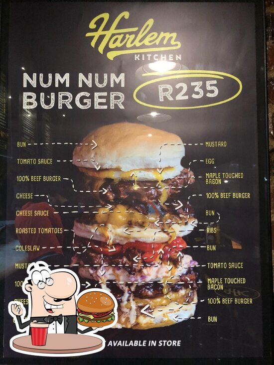 Menu at Harlem Kitchen restaurant, Johannesburg, 335 Jan Smuts Ave