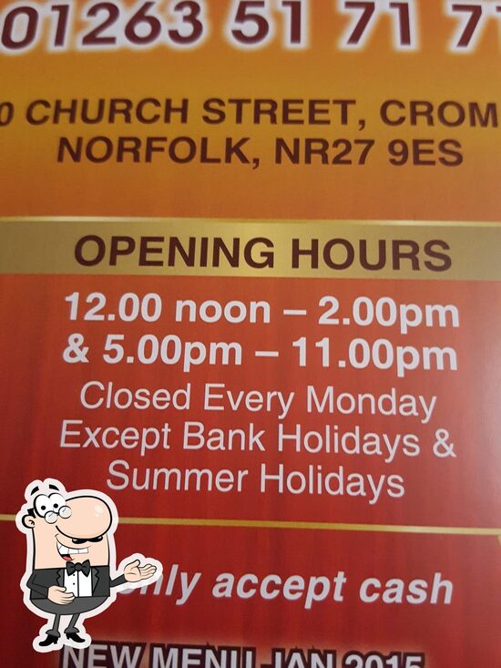 Menu at Kanton fast food, Cromer