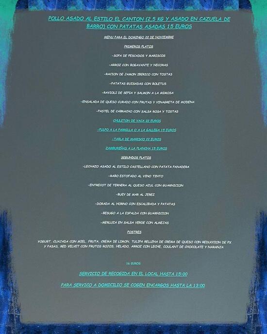 Menu at Restaurante Parrilla El Canton, Ribaseca, Camino de Villacedre