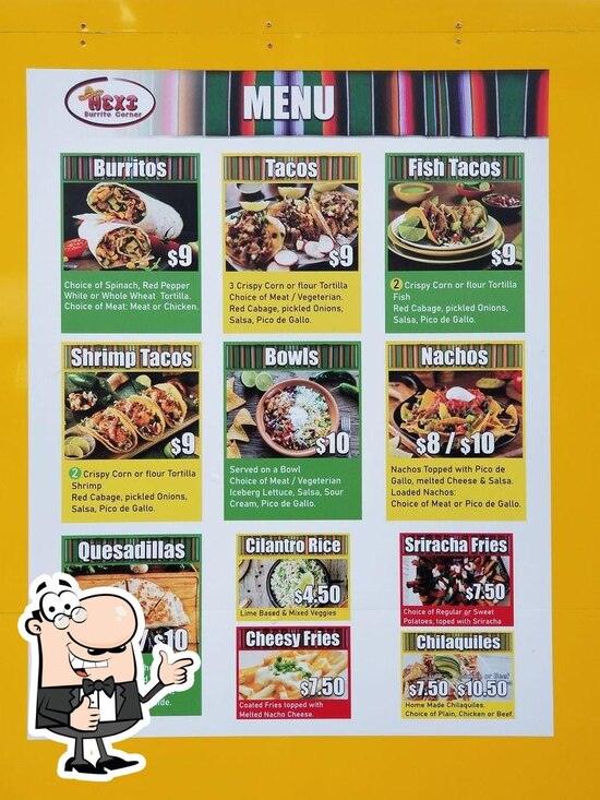 Menu at Mexi Burrito Corner restaurant, Toronto