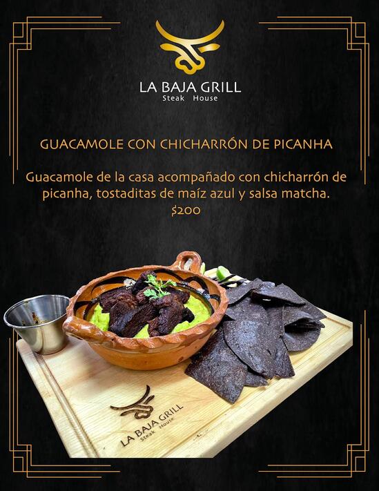 Menu at La Baja Grill restaurant, Ensenada