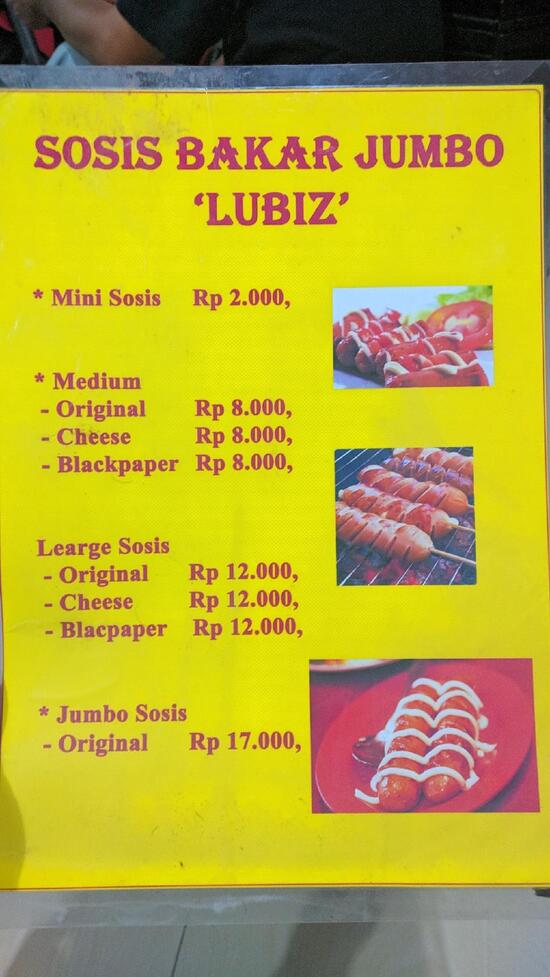 Menu at Sosis Bakar Jumbo & Bakso Bakar Lubis restaurant, Kendal