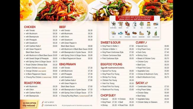 Menu at The Golden Star fast food, Johnstone