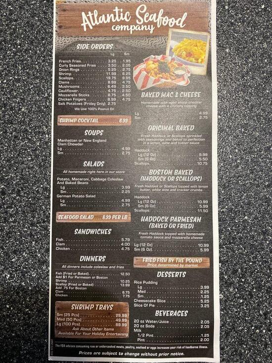 Menu at Atlantic Seafood Co restaurant, Baldwinsville