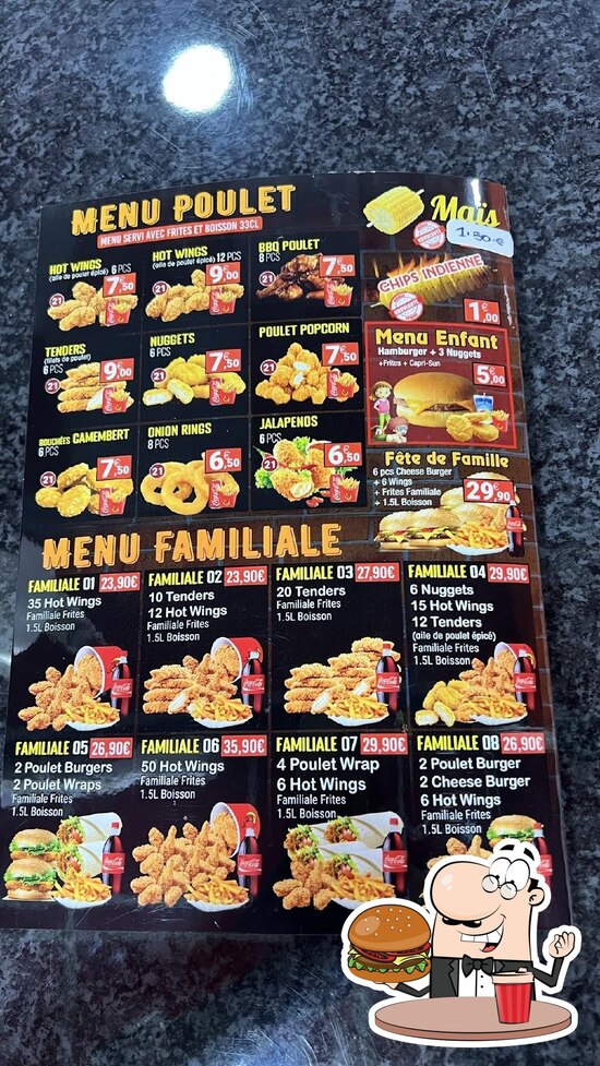 Carta del restaurante S&B Fried Chicken, Versailles
