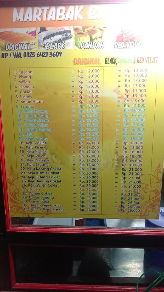 Menu at (Martabak bandung) Naifa restaurant, Pangian