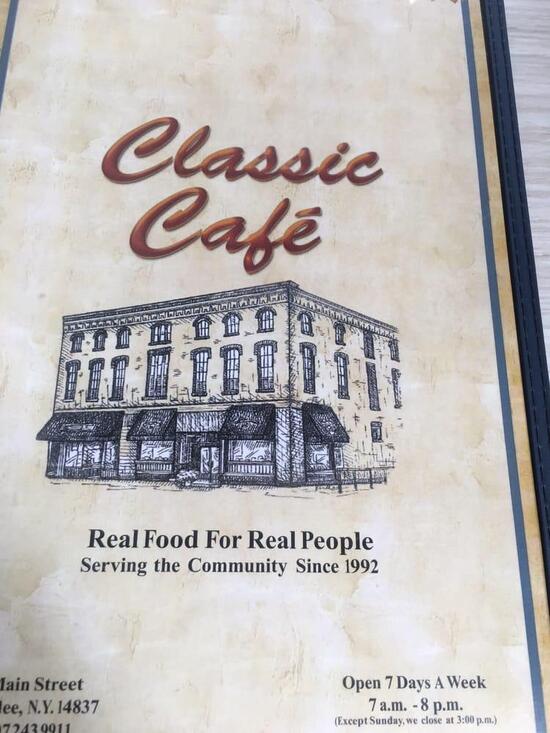 Menu at Classic Cafe, Dundee