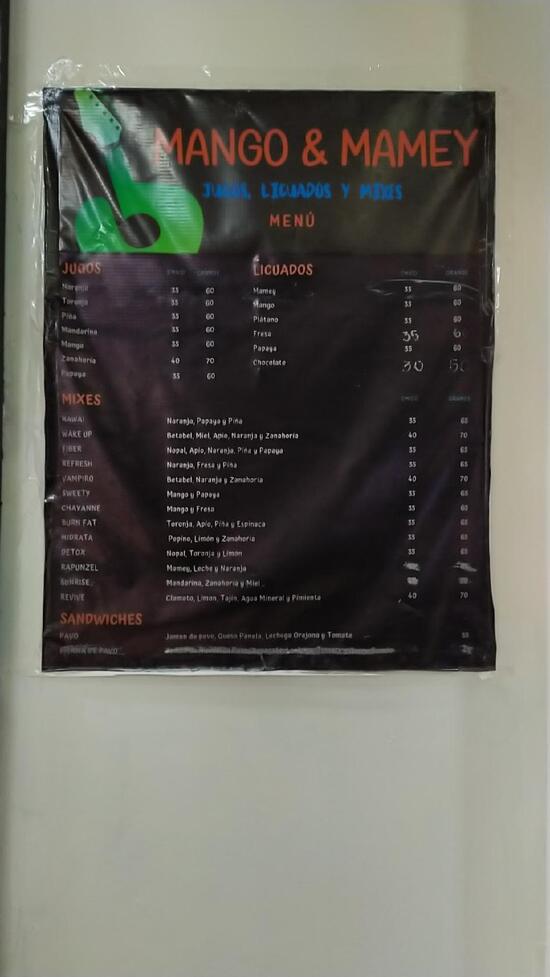 Menu at Mango&Mamey, Monterrey