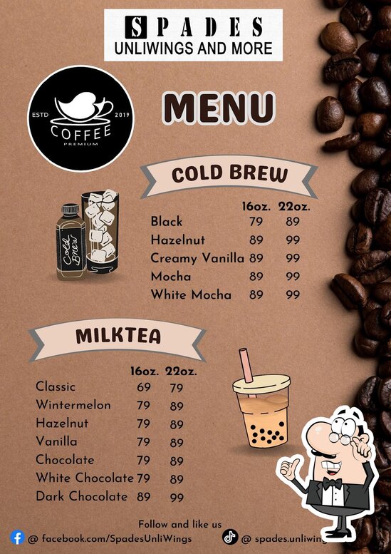 Menu at Spades Unliwings and More restaurant, Quezon City