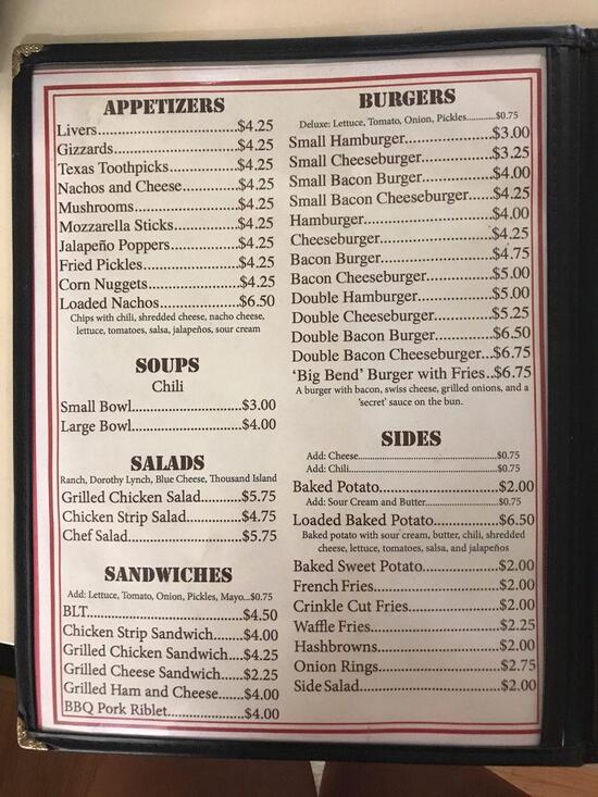 Menu at The Sundowner Bar, Speed