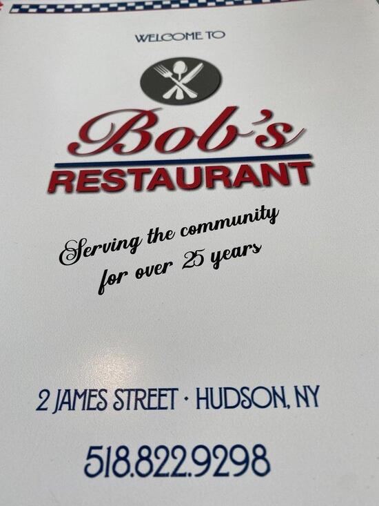 Menu at Bob's Restaurant, Hudson