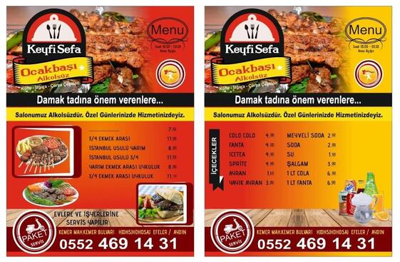 Menu at Keyf-i sefa, Aydın