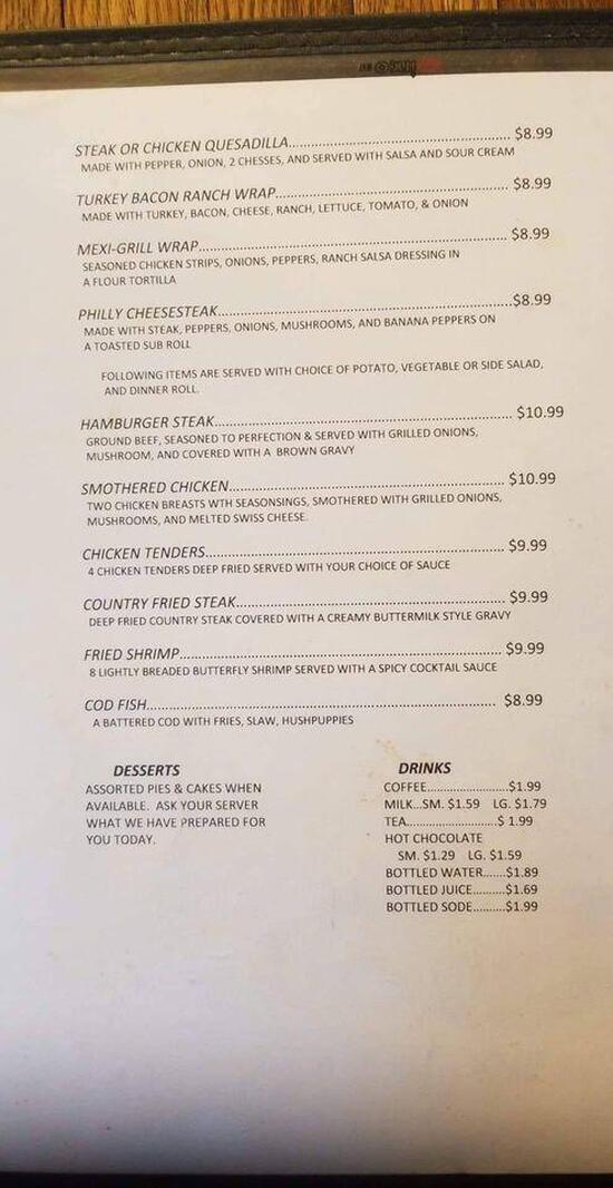 Menu at MOCO DINER, LLC desserts, Union