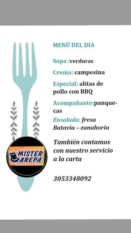 Carta del restaurante MÍSTER AREPA LA PRADERA, Dosquebradas