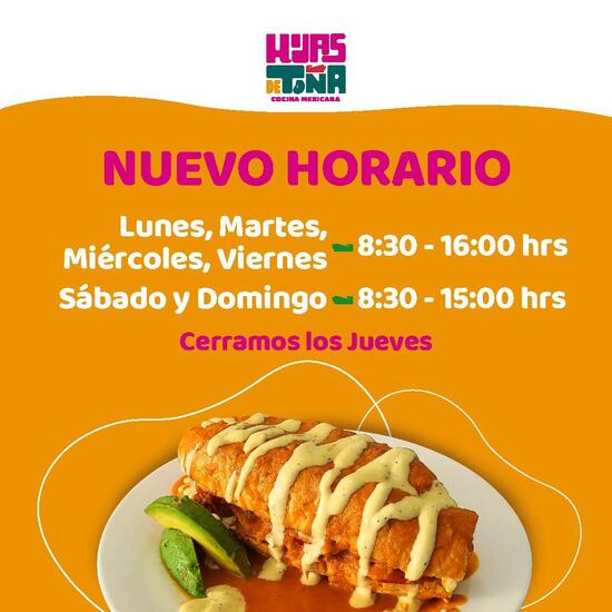 Menu at Hijas de Toña restaurant, Guadalajara