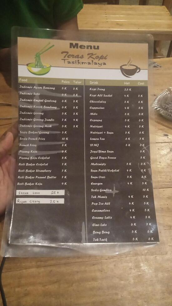 Menu at TERAS KOPI TASIKMALAYA, Indonesia