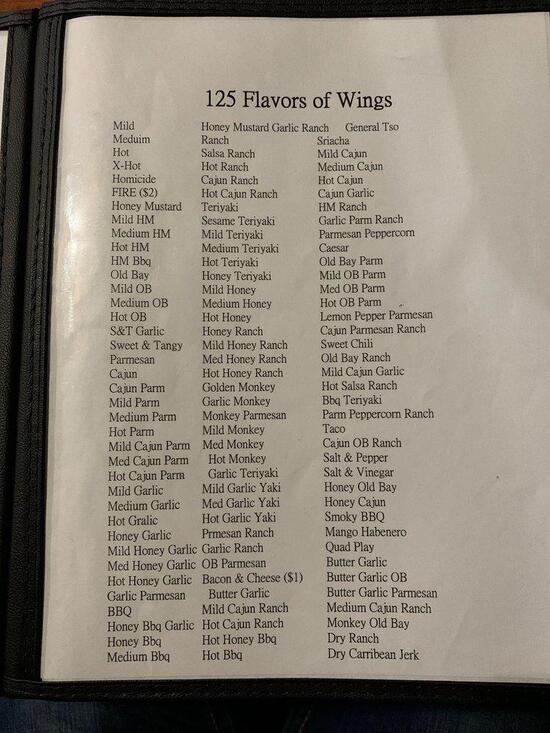Menu at Just Wing It restaurant, Annville