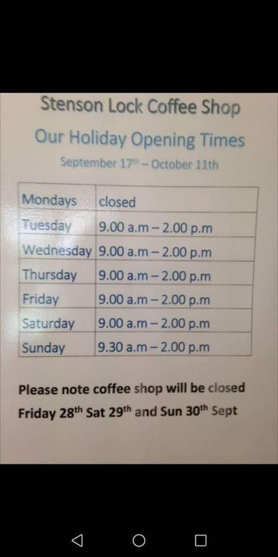 Menu at Stenson Lock Coffee Shop cafe, Derby