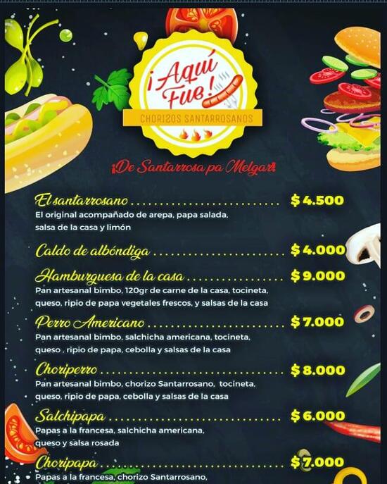 Menu at Aqui Fue restaurant, Melgar