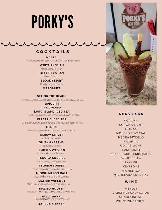 Menu at Porky's Clubhouse Grill, Ritzville