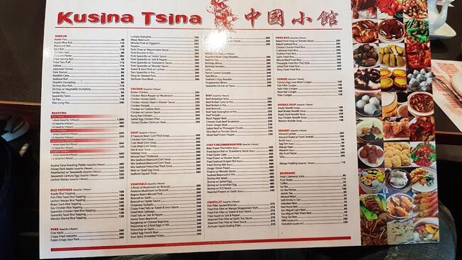 Menu at Kusina Tsina restaurant, Iloilo City, PH72+457