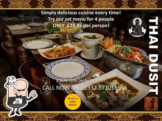 Menu at Thai Dusit restaurant, Derby