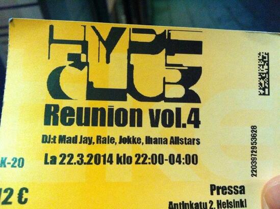 Menu at Hype Club, Helsinki