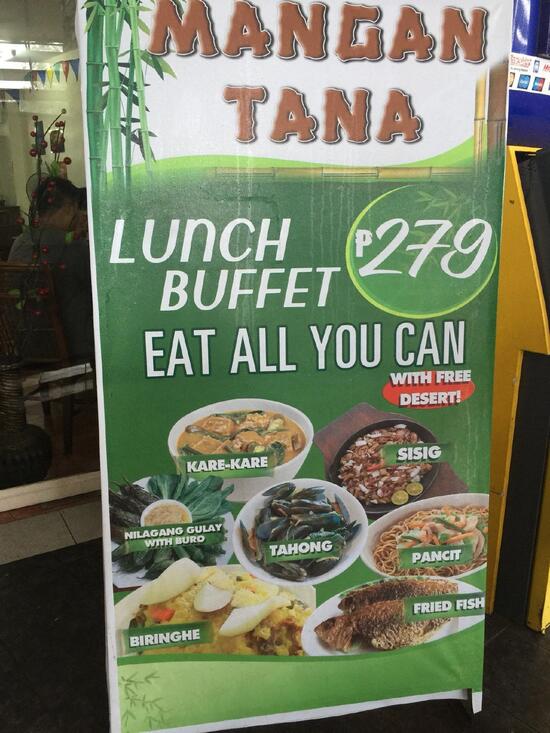 Menu at Mangan Tana, Mexico