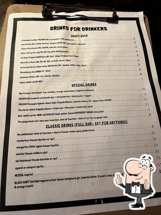 Menu at Black Rabbit pub & bar, New York City