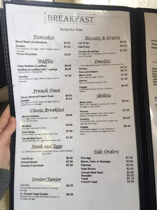 Menu at Monroe Family Restaurant, Monroe City