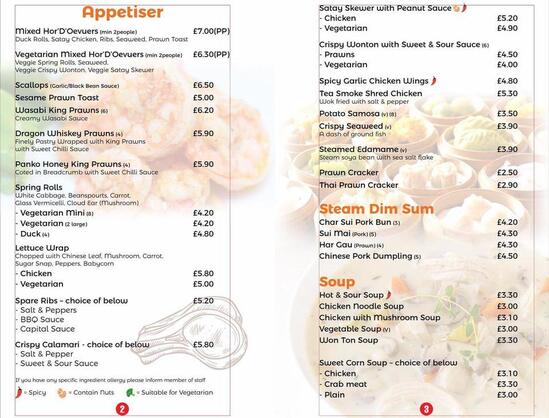 Menu at The Golden Panda restaurant, Woodbridge