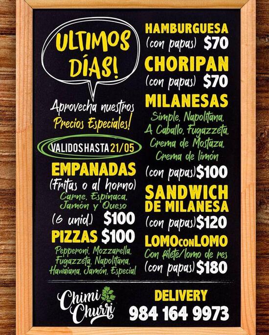 Menu at Chimichurri centro restaurant, Playa del Carmen